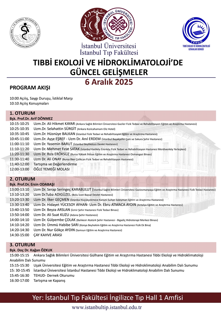 Tıbbi Ekoloji ve Hidroklimatolojide Güncel Gelişmeler – TEHUD